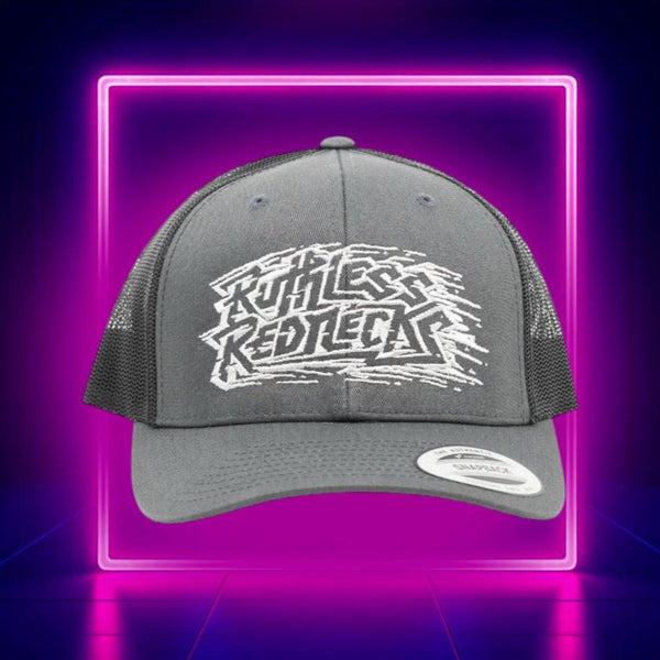 Rowdy Curved Brim Charcoal-White Hat - Ruthless Rednecks